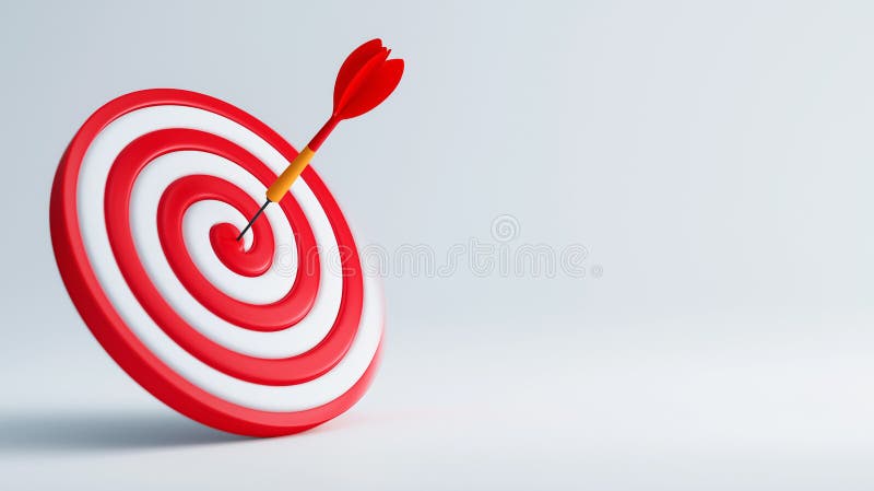 Dart Strikes Bullseye on Target with Red and White Concentric Circles ...