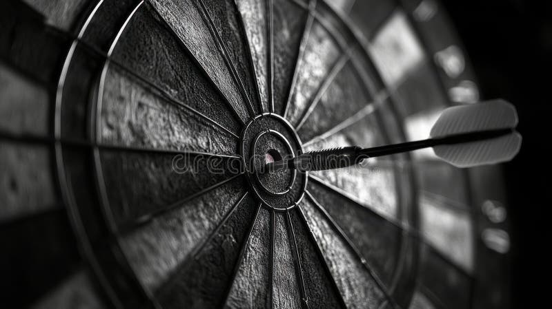 Dart Striking the Bullseye of a Dartboard with Precision and Accuracy ...