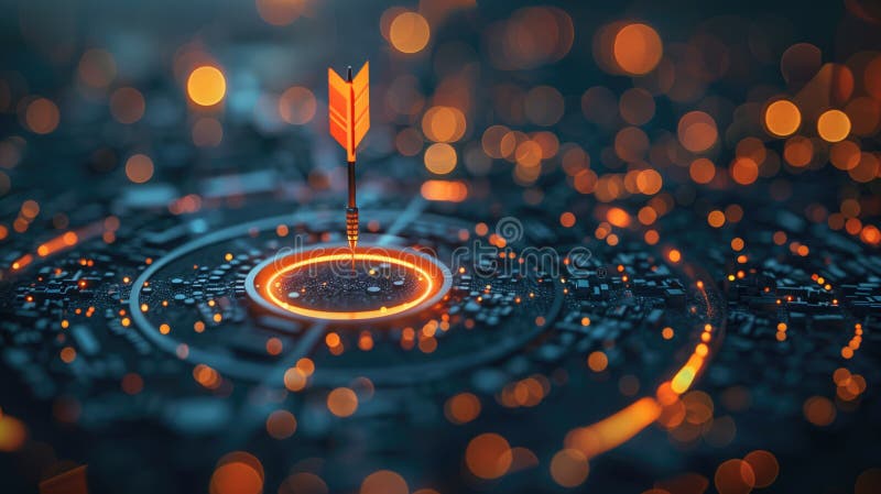 Dartboard with Dart Arrow in the Center. 3d Rendering Stock ...