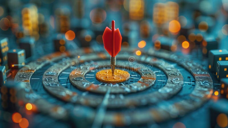 Dartboard with Dart Arrow in the Center. 3d Rendering Stock ...