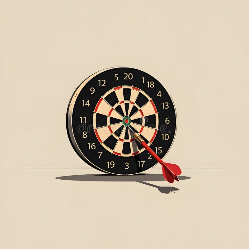 Dartboard with Dart Hitting the Bullseye on Light Background ...