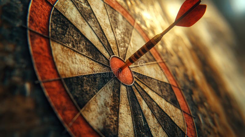 Dartboard with Dart Hitting Center, Symbolizing Precision and Success ...