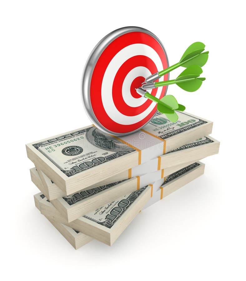 Target and Dollar Sign Isolated on White 3d Render Stock Illustration ...