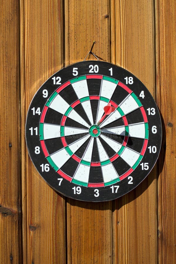 Dartboard on Wood Wall (dart Hit Target) Stock Photo - Image of game ...