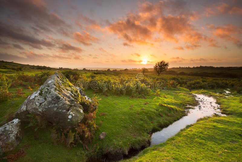 Dartmoor Sunset stock image. Image of waterway, countryside - 34111629