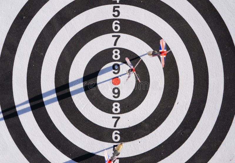 Darts with Colored Arrows Top View Stock Photo - Image of dart ...