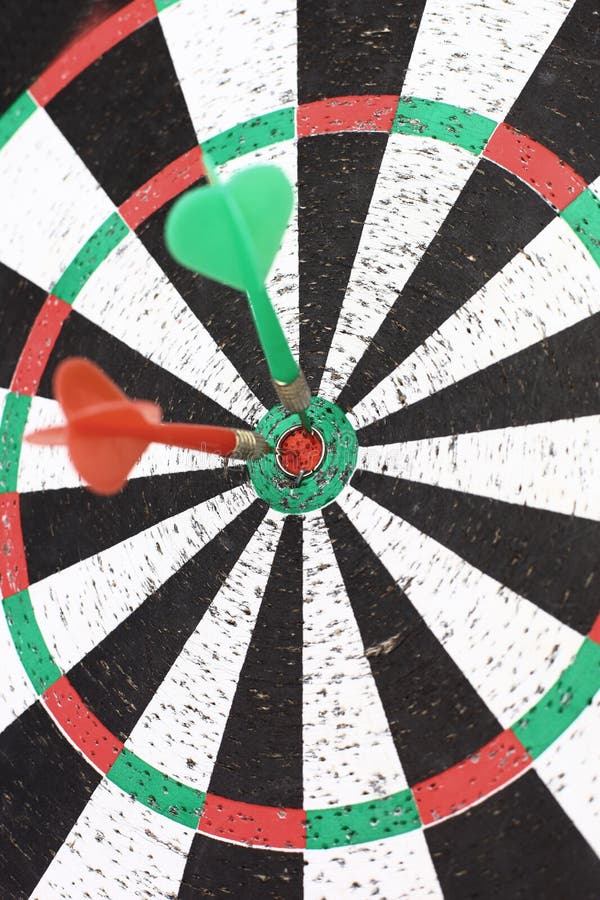 Darts Game with a Dart in the Target Center Stock Photo - Image of ...