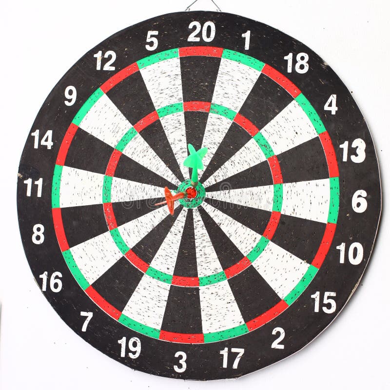 Darts Game with a Dart in the Target Center Stock Photo - Image of ...