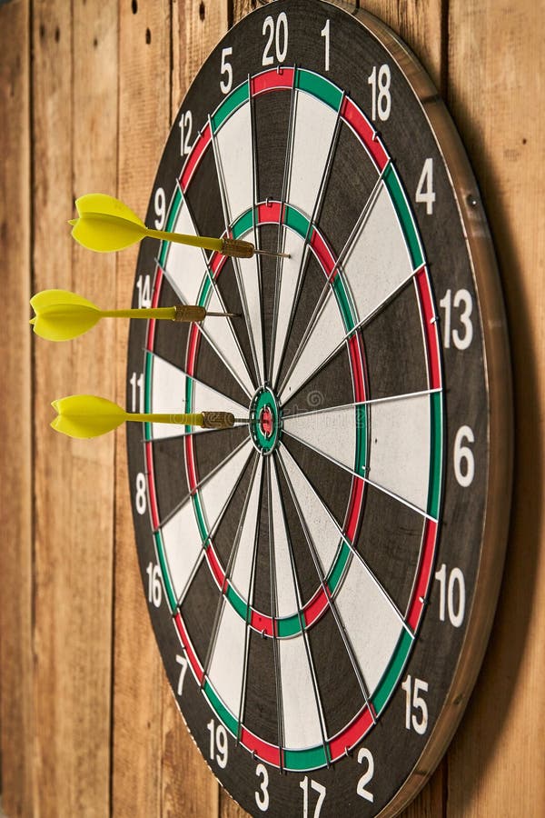 One Target with Three Dart Arrows Hitting the Bullseye Stock Photo ...