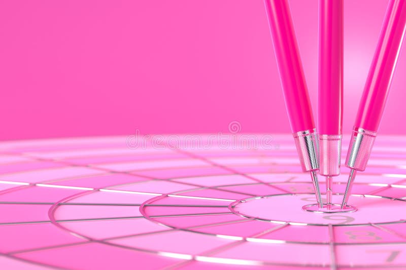 Darts Hitting Pink Color in the Target with Copy Space for Your Text ...