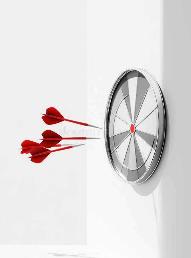 Darts Hitting the Target in a Game of Precision and Skill during a ...