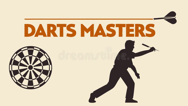 Darts Masters Tournament Graphic with Player and Dartboard, Vector ...