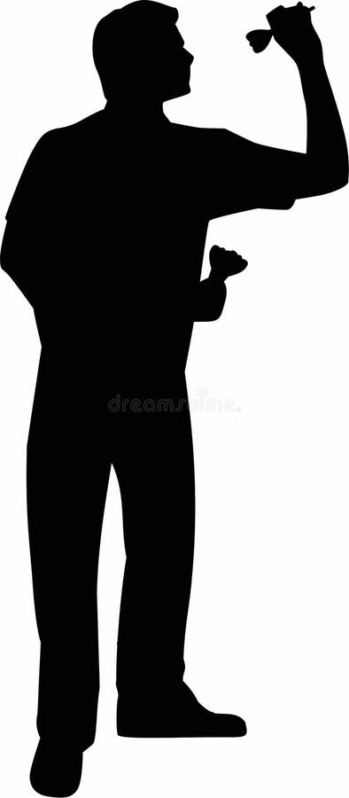 Silhouette of a Darts Player, Vector Drawing Stock Vector ...