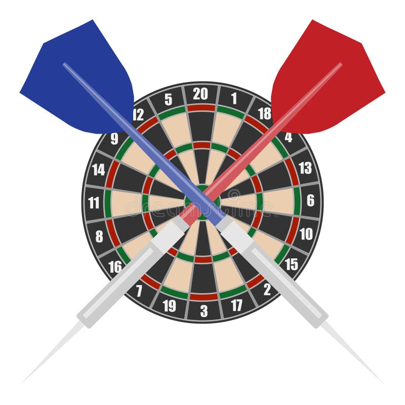 Darts, Realistic Dart Circle with Darts. Vector Illustration Stock ...