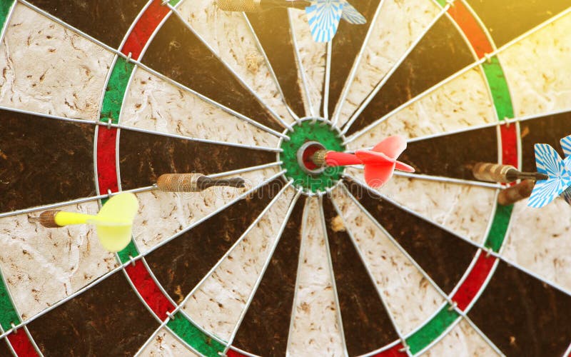 Darts Target Closeup. Success Hitting Target Aim Goal Achievement ...