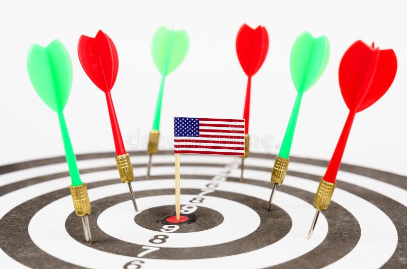 Darts with the US Flag in the Bullseye, Next To Red and Green Darts ... Darts with the US Flag in the Bullseye, Next To Red and Green Darts ...