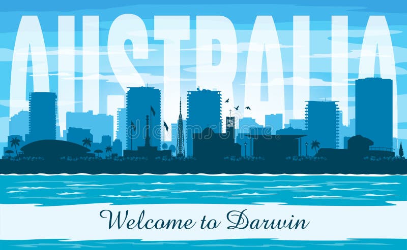 Darwin Australia City Skyline Vector Silhouette Stock Vector ...