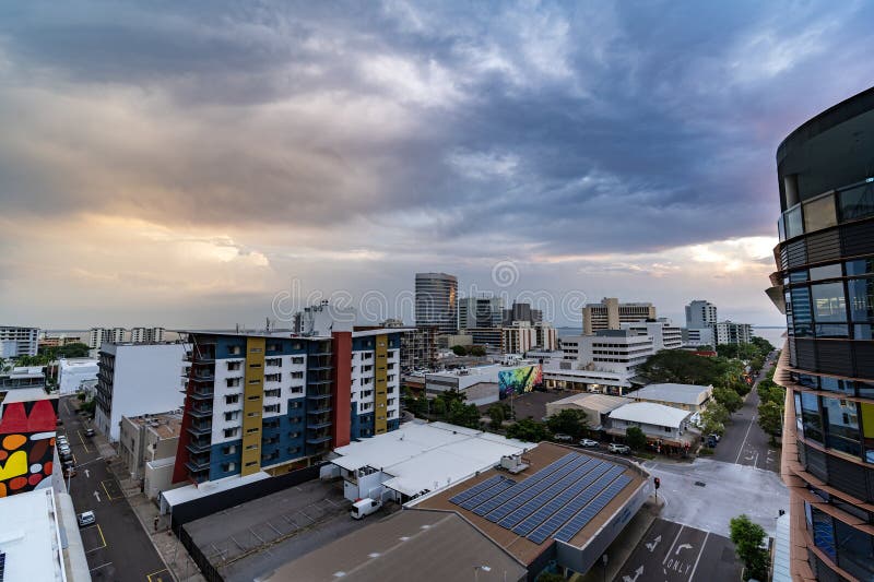 Darwin city skyline editorial photo. Image of night - 296612876