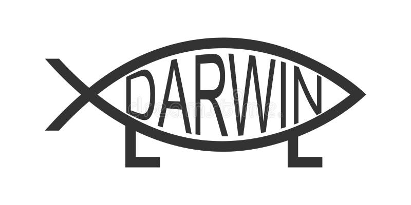 Darwin Fish Icon Isolated on White Background. Ichthys Symbol Variation ...