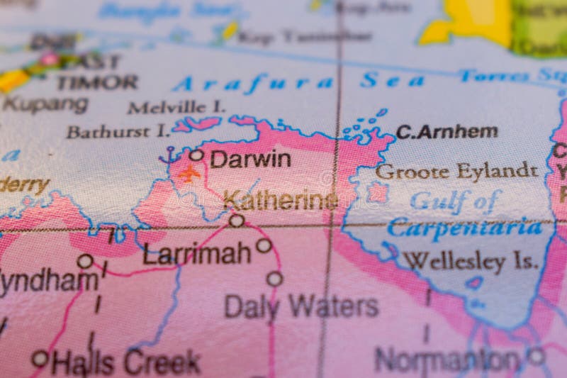 Darwin on the World Map-Geo Political Map Stock Illustration ...