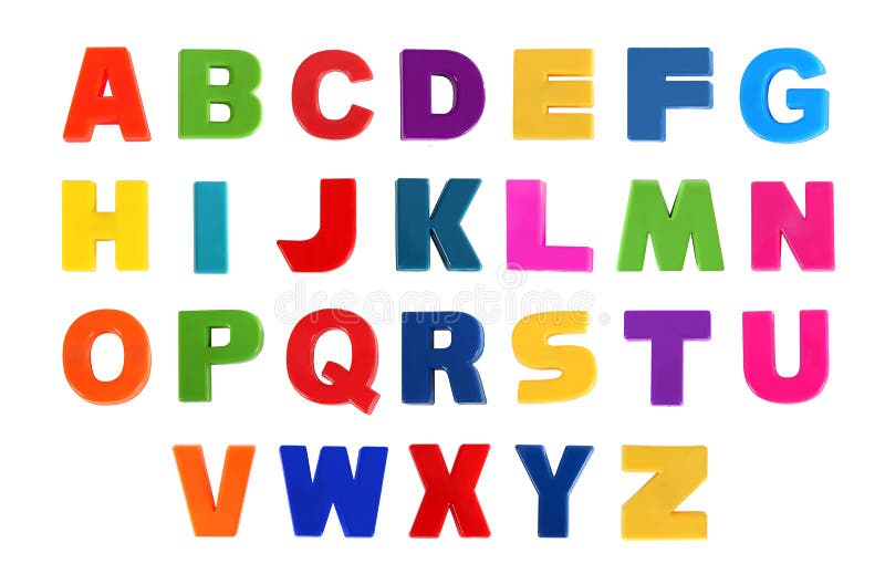 Alphabet Aus Bunten Plastikbuchstaben Für Kinder Stock Abbildung ...
