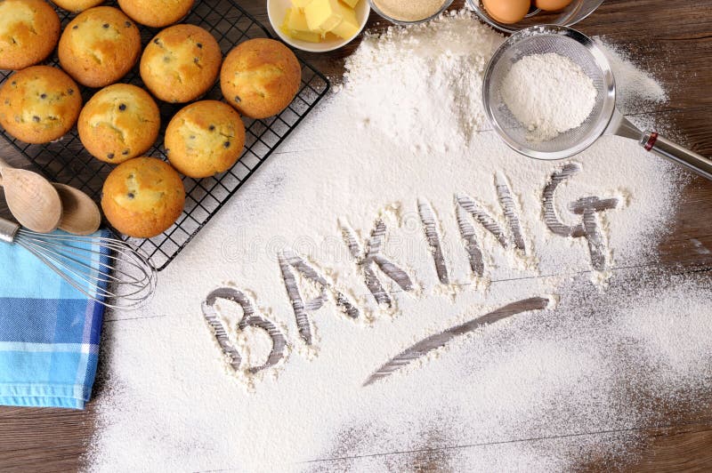 Das Backen Backt Mit Bestandteilen Zusammen Stockbild - Bild von zucker ...