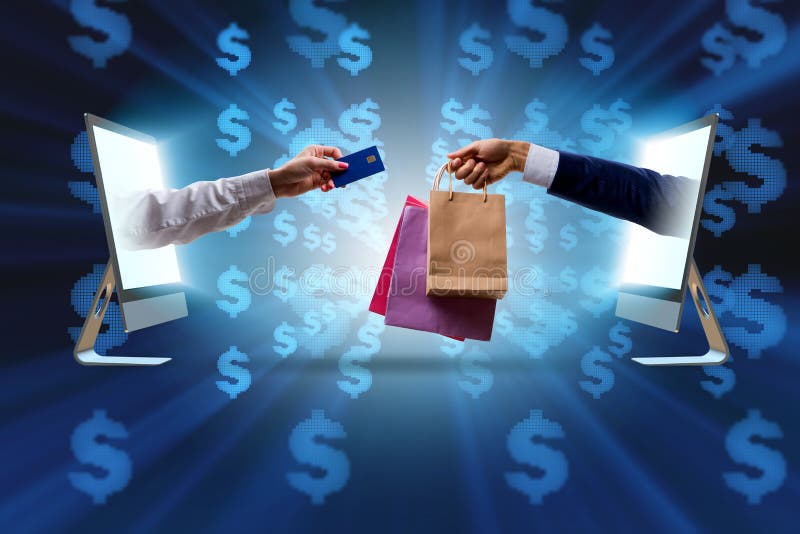 Das on-line-Einkaufen Durch Das Kaufen Vom Internet Stockfoto - Bild ...