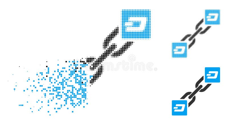 Shredded Pixel Halftone Dash Blockchain Icon Stock Vector ...