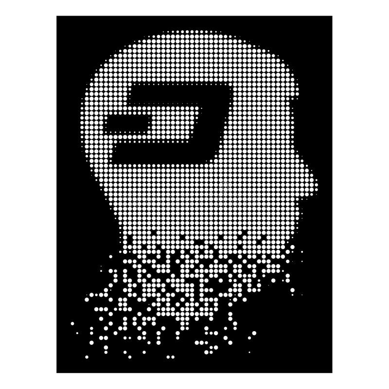 White Dissipated Dotted Halftone Dash Brain Icon Stock Vector ...