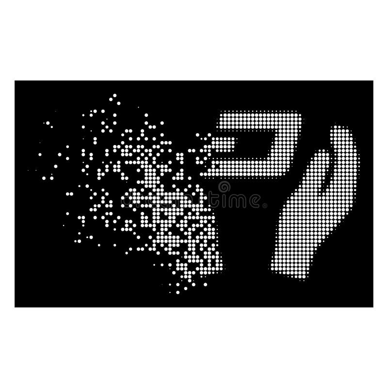 White Fractured Dotted Halftone Dash Care Hands Icon Stock Vector ...