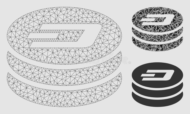 Dash Coin Column Vector Mesh Carcass Model and Triangle Mosaic Icon ...