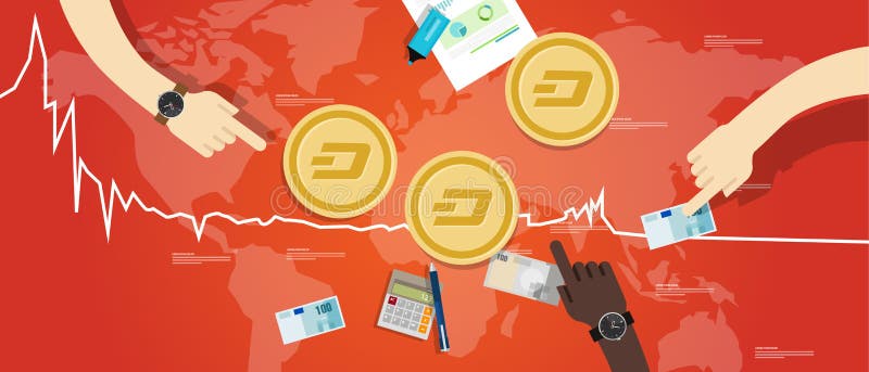 Dash Coin Decrease Exchange Value Digital Virtual Price Down Chart Red ...