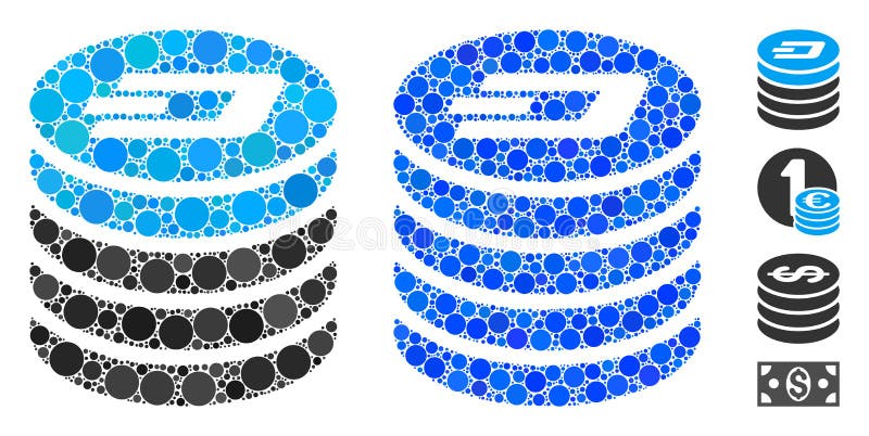 Dash Coin Stack Composition Icon of Circle Dots Stock Illustration ...