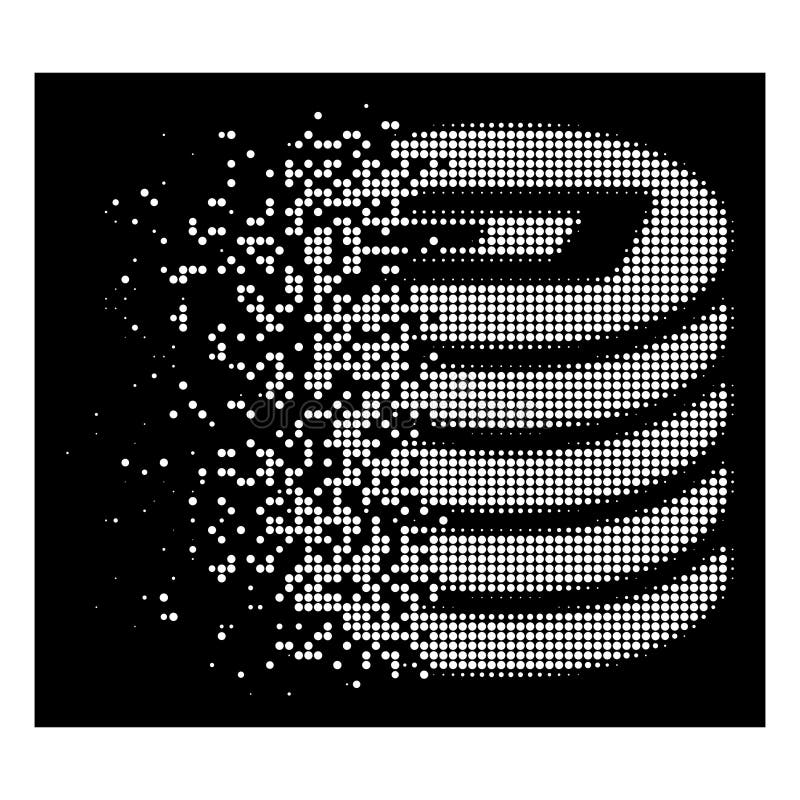 White Sparkle Pixelated Halftone Dash Coin Stack Icon Stock Vector ...
