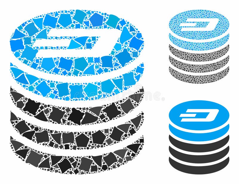 Dash Coin Stack Mosaic Icon of Rugged Items Stock Illustration ...
