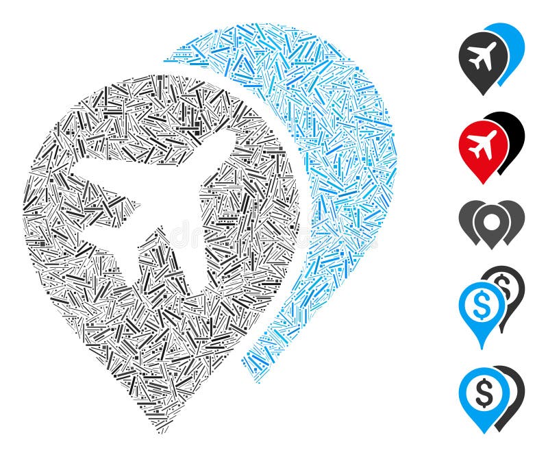 Collage Airport Map Markers Icon with Distress Proof Seal Stock ...
