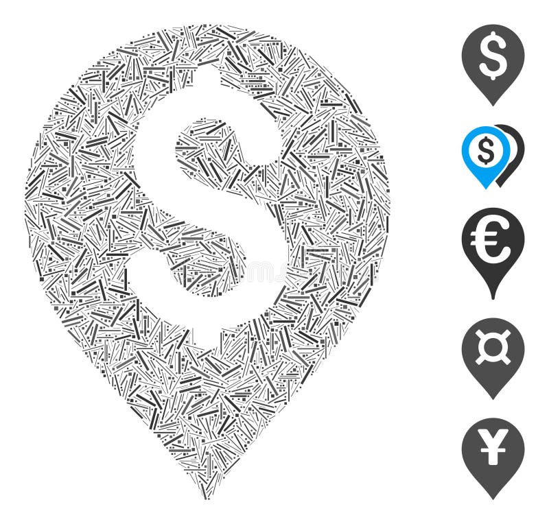 Dash Collage Bank Map Marker Icon Stock Illustration - Illustration of ...