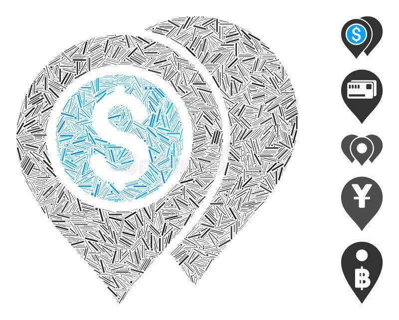 Dash Collage Bank Map Pointers Icon Stock Illustration - Illustration ...