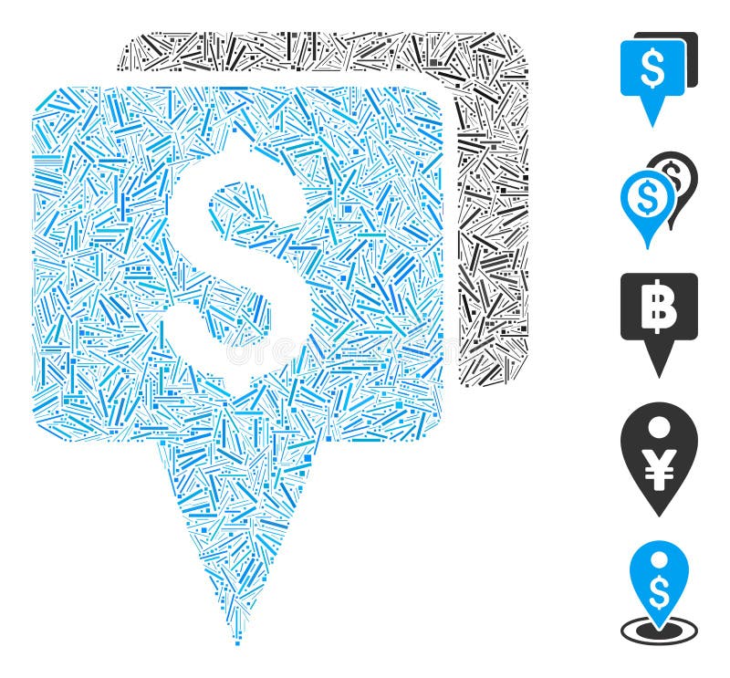 Dash Collage Bank Map Pointers Icon Stock Illustration - Illustration ...