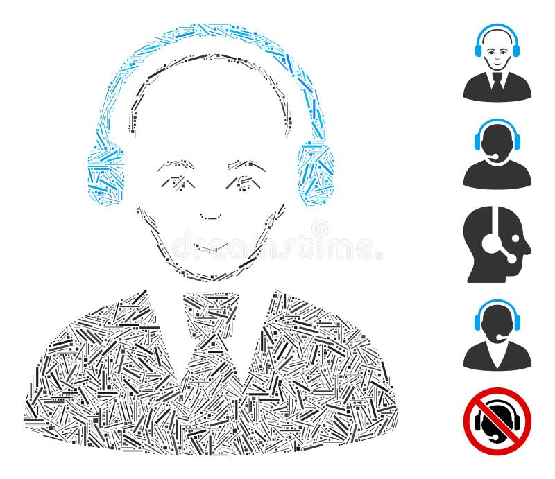 Dash Collage Call Center Worker Icon Stock Illustration - Illustration ...