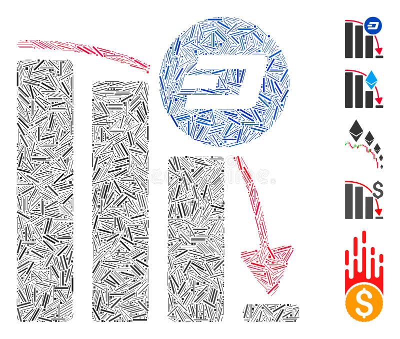 Dash Collage Dashcoin Epic Fall Chart Icon Stock Illustration ...