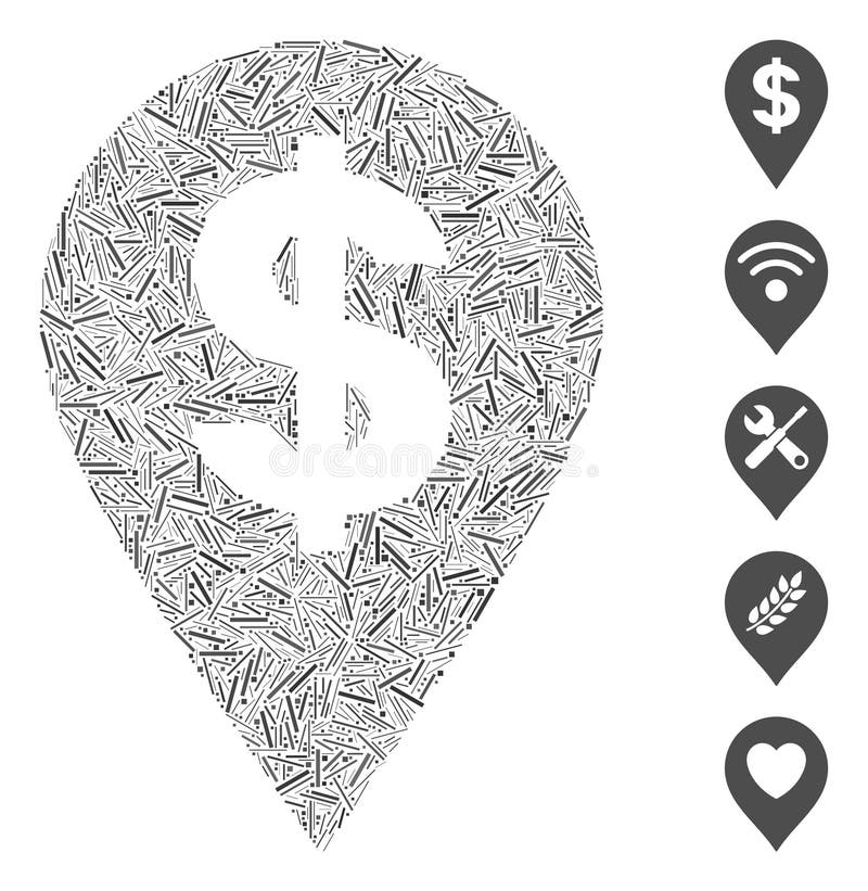 Dash Collage Dollar Map Marker Icon Stock Illustration - Illustration ...