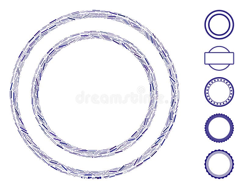 Dash Collage Double Circle Frame Icon Stock Illustration - Illustration ...