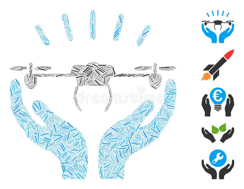 Dash Collage Drone Launch Hands Icon Stock Illustration - Illustration ...