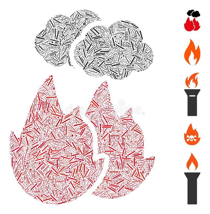 Dash Collage Fire with Smoke Icon Stock Illustration - Illustration of ...