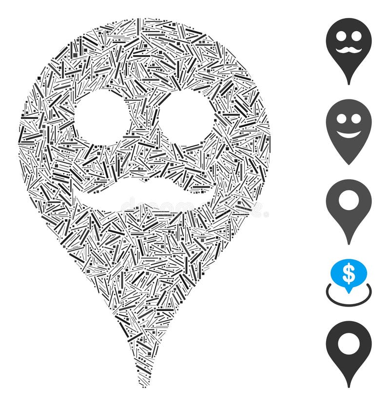 Dash Collage Gentleman Smiley Map Marker Stock Illustration ...