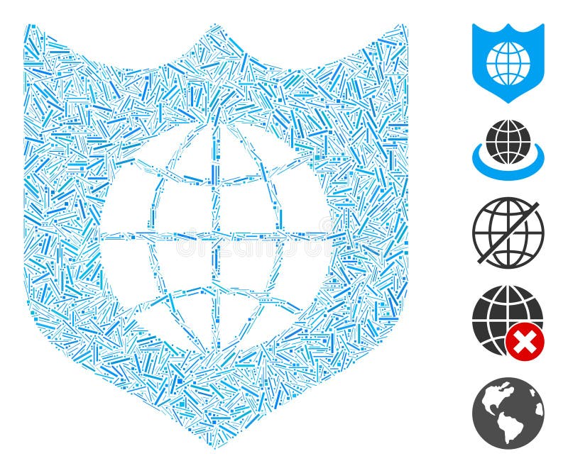 Dash Collage Global Shield stock illustration. Illustration of global ...
