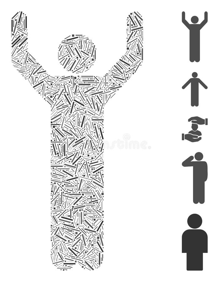 Dash Collage Hands Up Pose Icon Stock Illustration - Illustration of ...