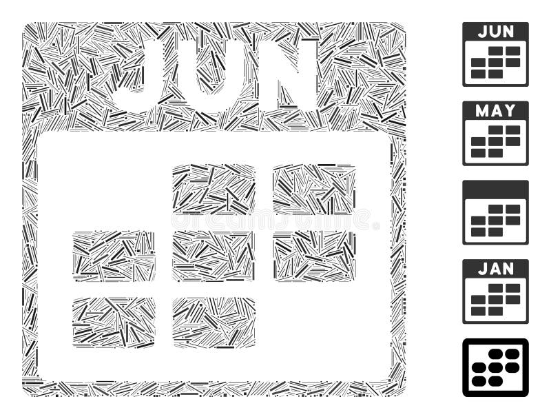 Dash Collage June Calendar Grid Icon Stock Illustration - Illustration ...