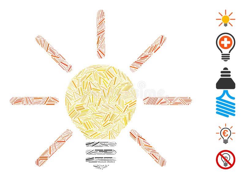 Dash Collage Light Bulb Icon Stock Illustration - Illustration of ...